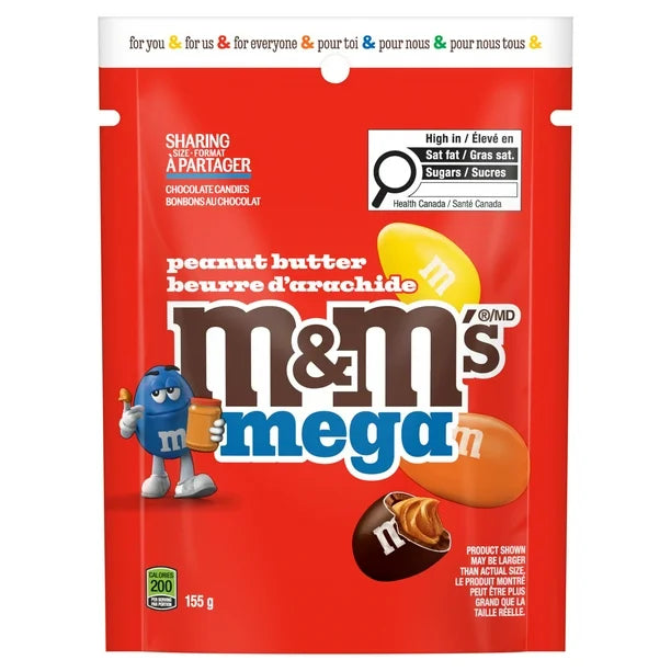 M&M's Peanut Butter Mega Stand Up Pack 15/165g – Tevan Enterprises, Inc.